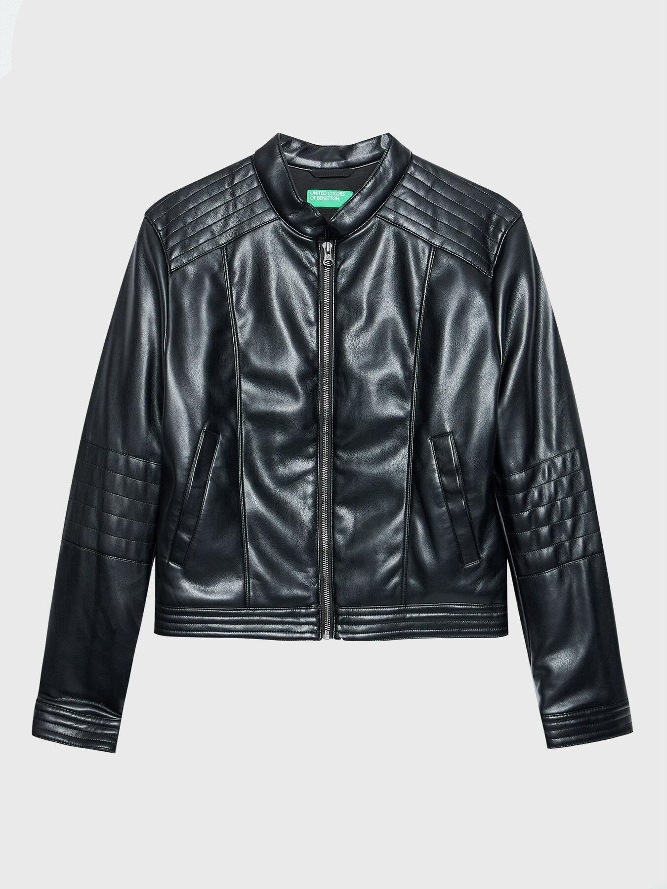 United Colors Of Benetton Kurtka z imitacji skóry 2IVRCN00Y Czarny ...