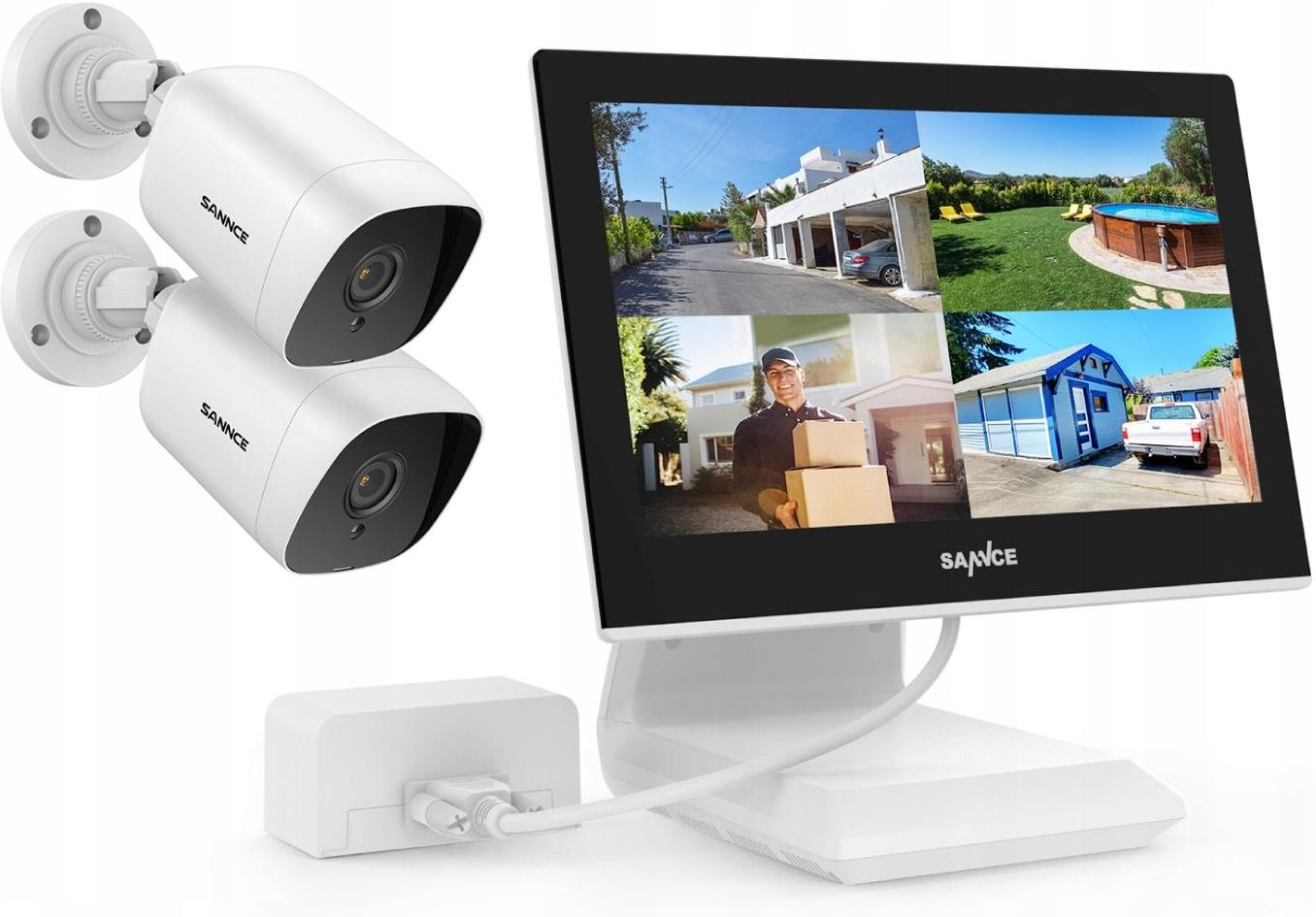 Zestaw do monitoringu Sannce 4Ch System Monitoringu Cctv Z 2 Kamerami ...