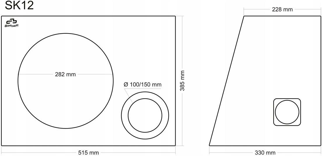 Akcesoria car audio video Obudowa skrzynka subwoofera SK12 30cm 12 cali ...