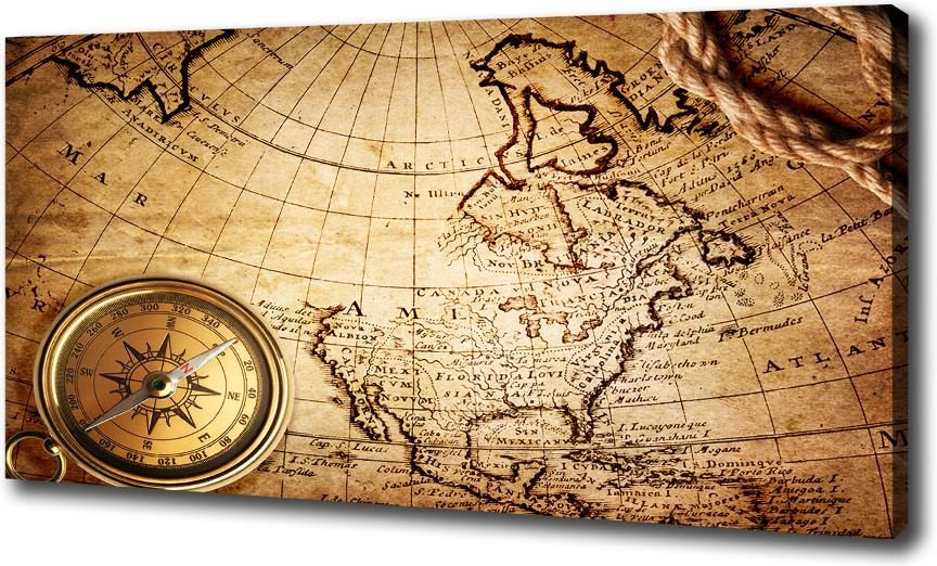 WALLMURALIA.PL FOTO OBRAZ NA PŁÓTNIE KOMPAS NA MAPIE - Opinie i ...