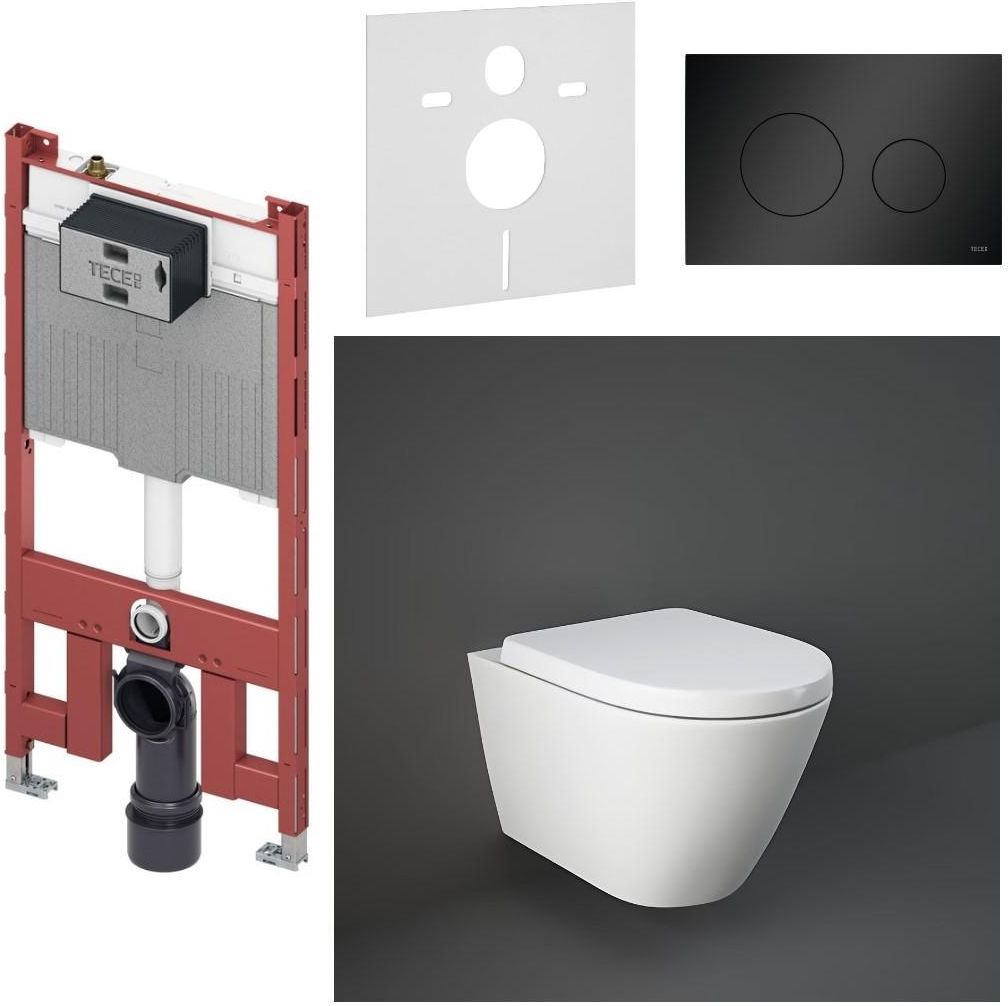 Zestaw podtynkowy Rak Ceramics Resort Rimless Tece Slim New 8 Cm Loop Czarny Mat GSRESNOR+TSN+ ...