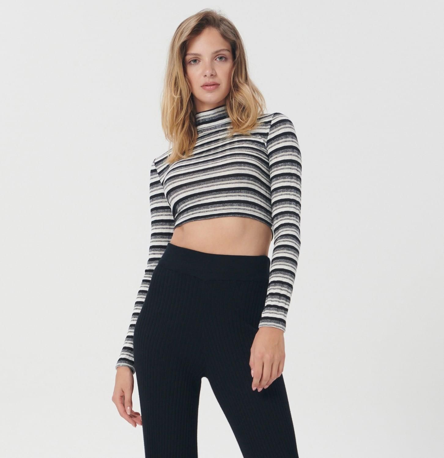 Sinsay - Crop top w paski - Szary - Ceny i opinie - Ceneo.pl