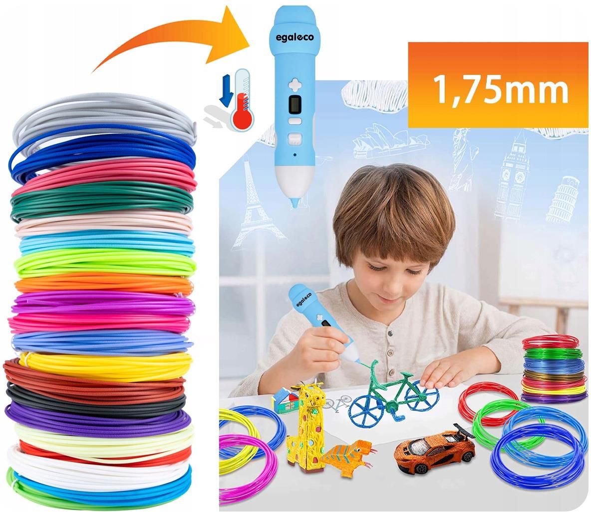 Filament WKŁADY DO DŁUGOPISU 3D PEN 100M 20 KOLORÓW 5M PCL - Opinie i ceny na Ceneo.pl