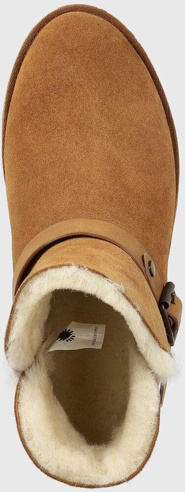 UGG botki zamszowe W Romely Short Buckle damskie kolor brązowy na ...