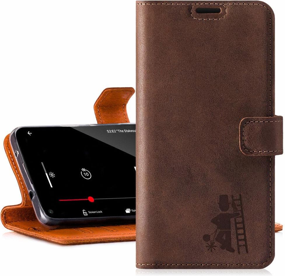Etui na telefon Surazo ze skóry naturalnej RFID Wallet case - Orzechowe ...
