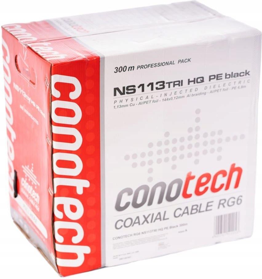 CONOTECH KABEL ANTENOWY KONCENTRYCZNY CZARNY 30 M. CU TRI (NS113TRIPE ...