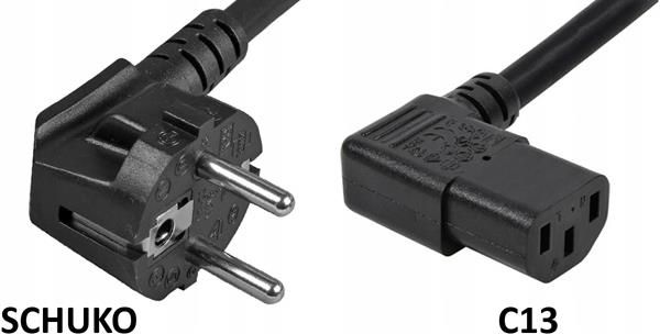 Kabel zasilający 230V SCHUKO-C13 kątowy 3m - Opinie i ceny na Ceneo.pl