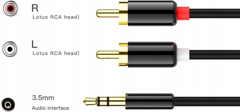 KABEL AUDIO MINI JACK 3.5 MM 2X RCA CHINCH AUX 1M (JRL) - Opinie i ceny ...