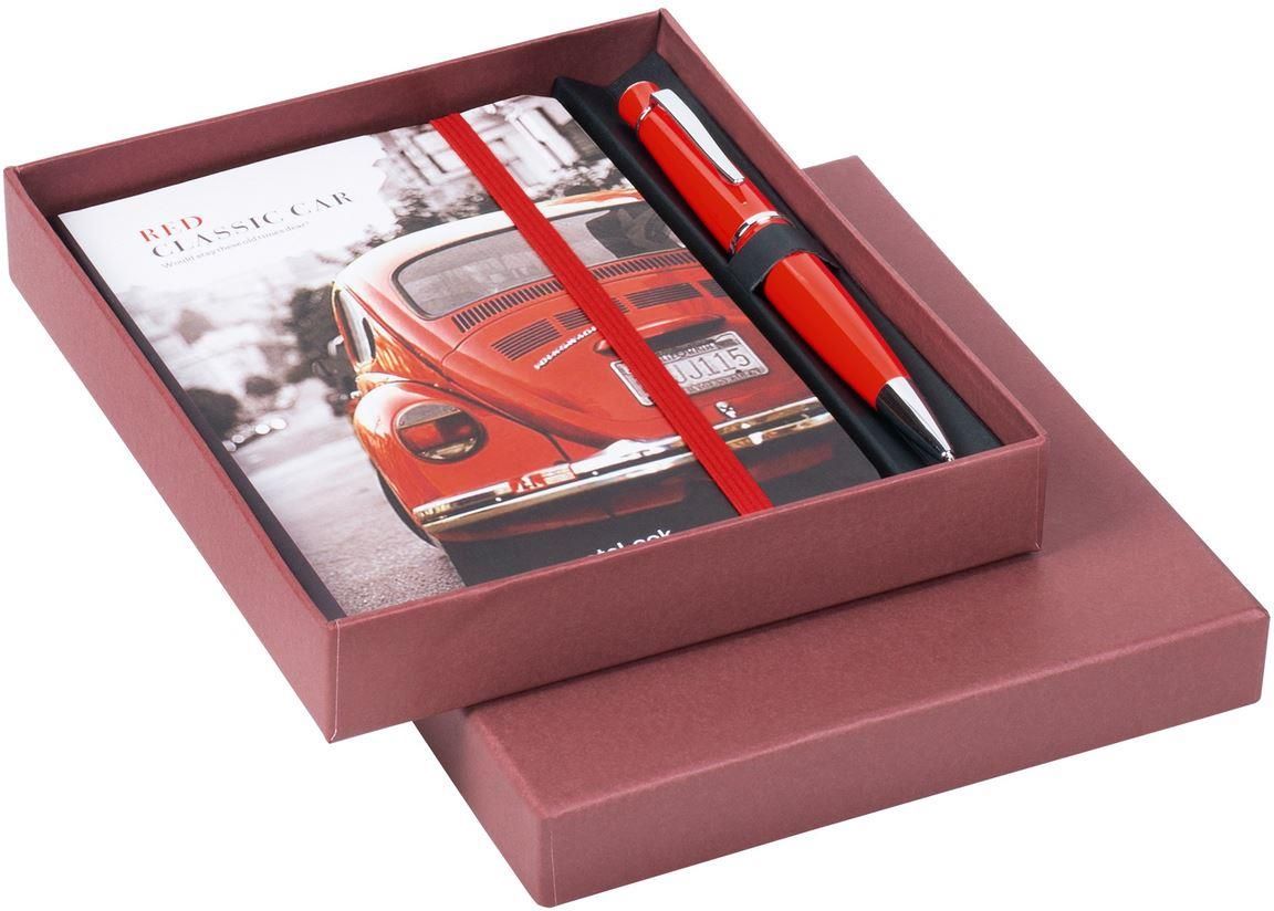 Scrikss Czerwony Długopis + Notatnik Z Piękną Okładką Na Upominek Dla ...