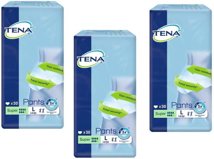 TENA Pants Super L Majtki chłonne 3x30 szt - Opinie i ceny na Ceneo.pl