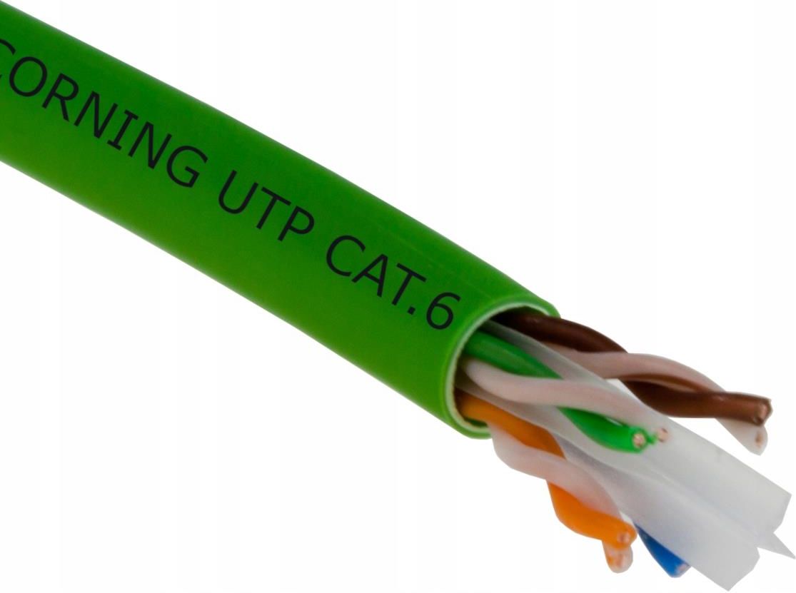 KABEL SKRĘTKA DRUT KAT.6 UTP BOX 305M CORNING ZIELONY (DE010024342305 ...
