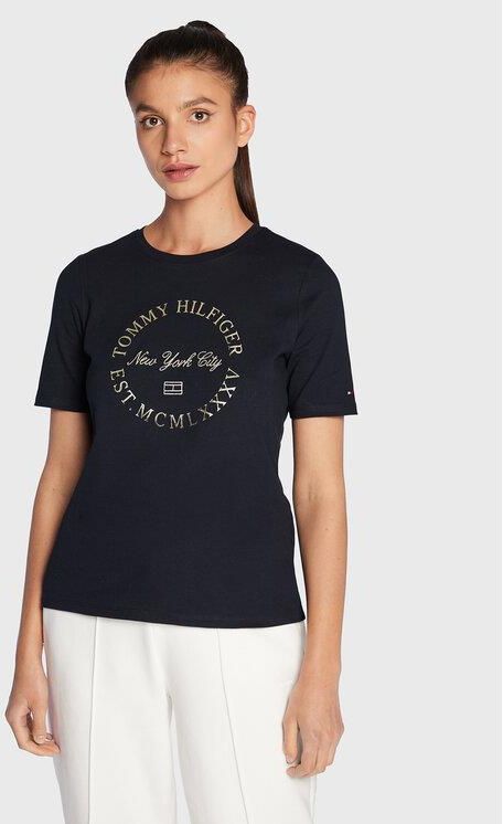 Tommy Hilfiger T-Shirt Metallic Roundall WW0WW36038 Granatowy Regular ...