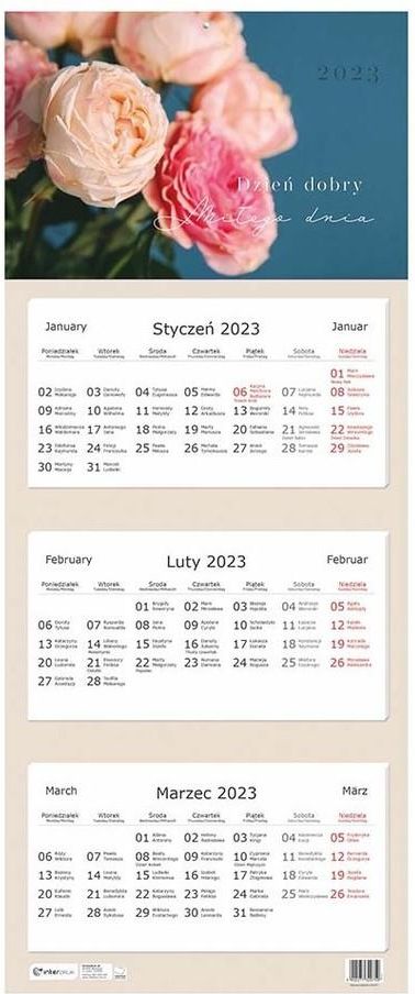 Kalendarz 2023 Trójdzielny 82,5x34 cm Kwiaty - Ceny i opinie - Ceneo.pl