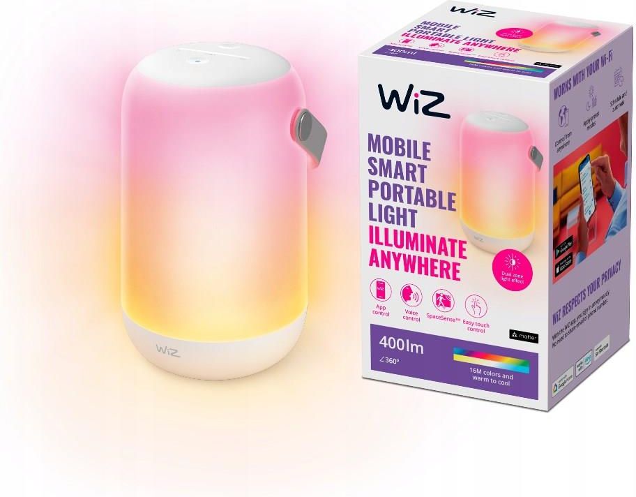 Lampa WiZ Wi-Fi BLE Mobile Portable Light EU (929003211501) - Opinie i ...