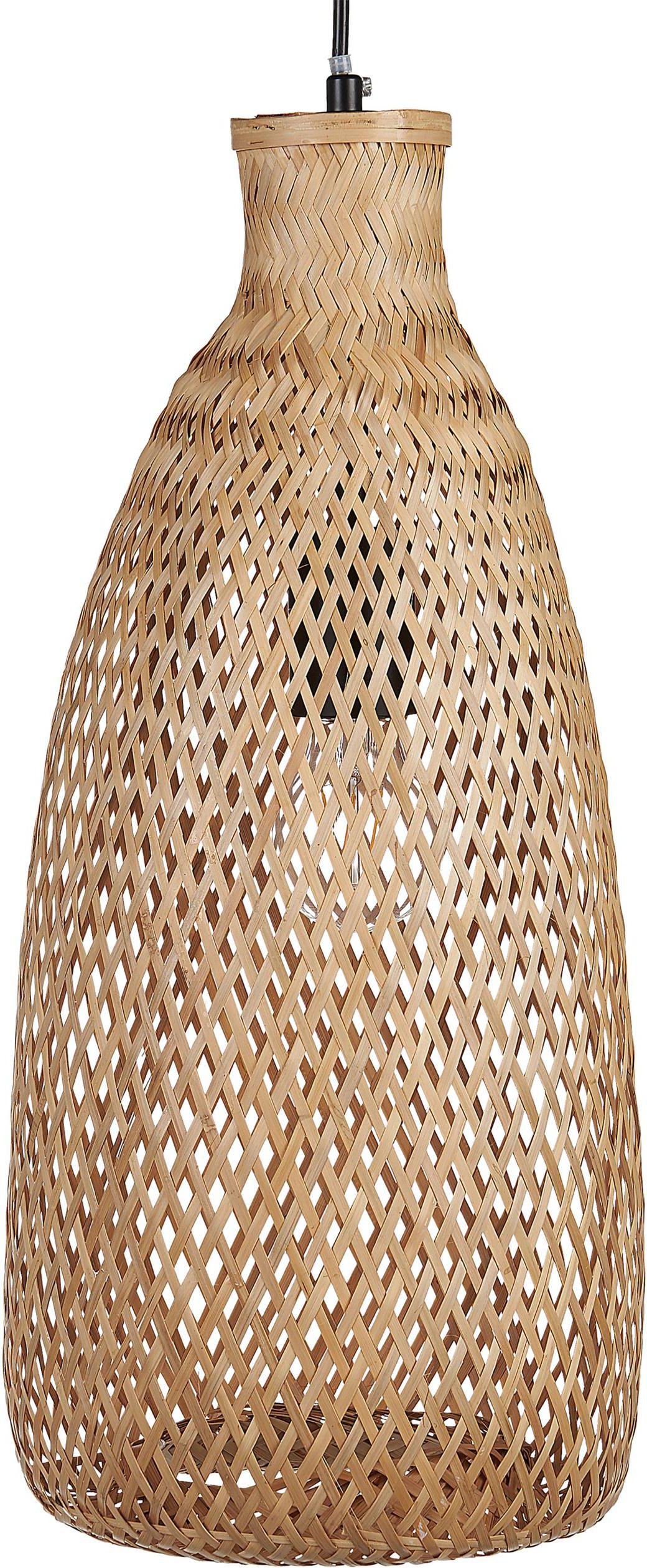 Beliani Wisząca lampa oświetlenie rattanowy klosz podłużny otwarty boho ...