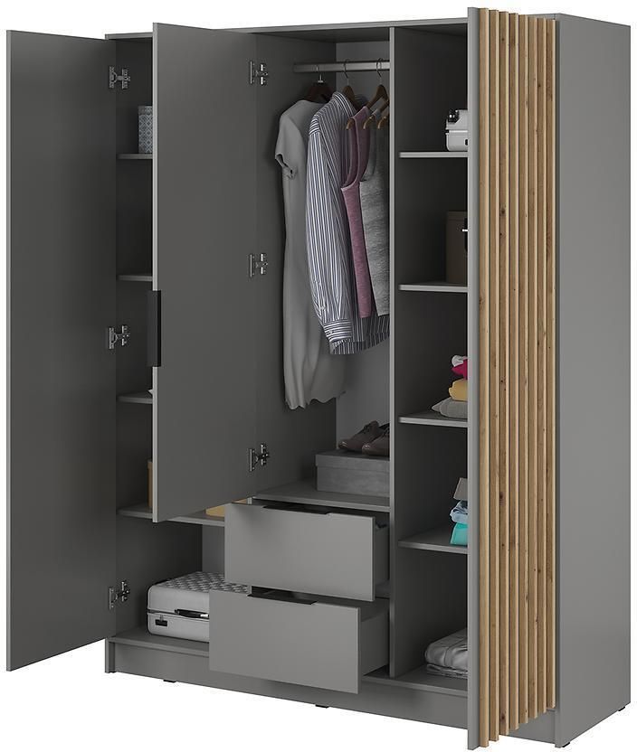 MERKURY MARKET SZAFA NELLY 3D SZARY/LAMELA ARTISAN SZARY/ARTISAN ...