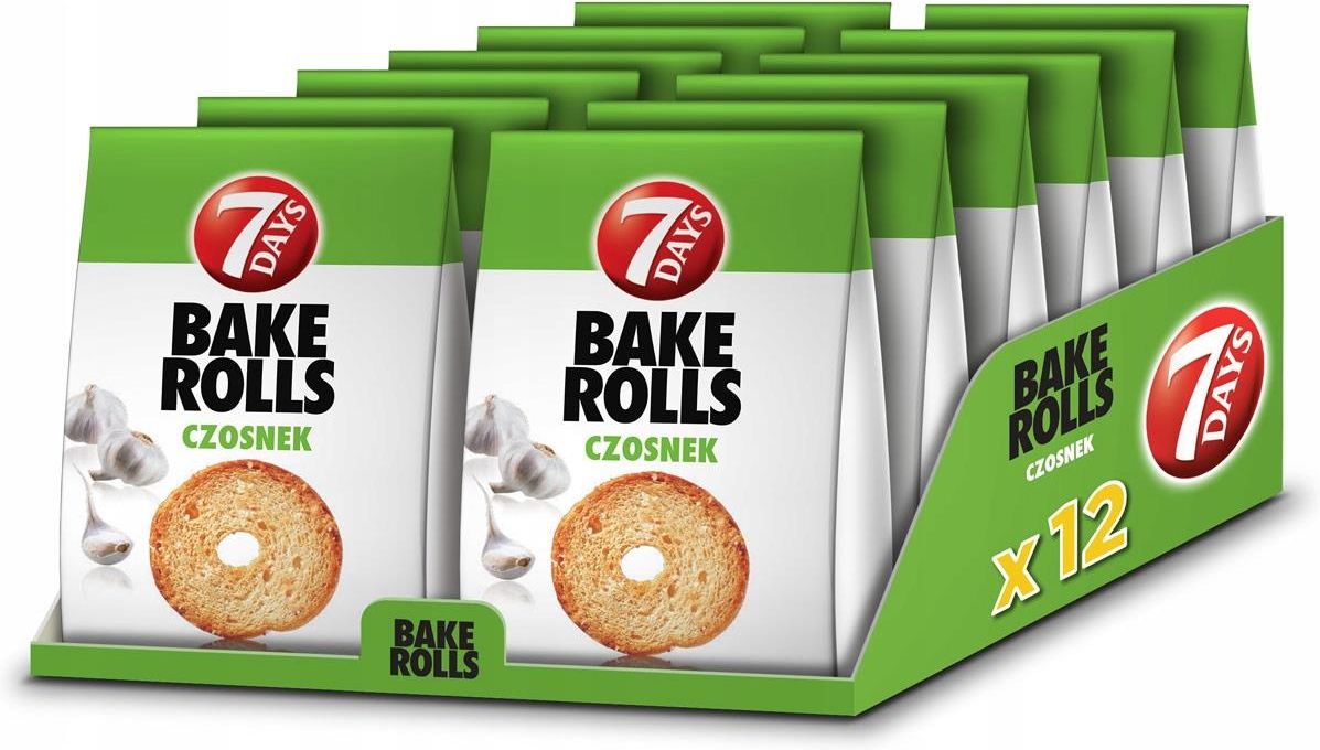 7 Days Bake Rolls O Smaku Czosnku 12x160G - Ceny i opinie - Ceneo.pl