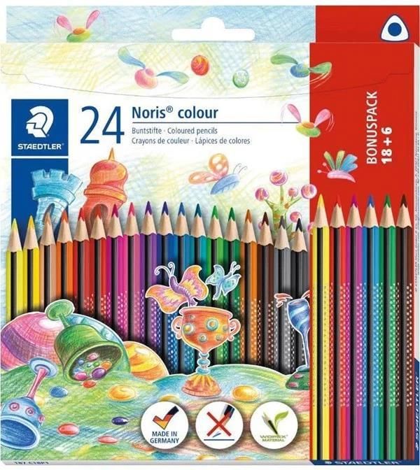 Staedtler Noris Triangular Color Pencils Assorted Colours 18+6 - Ceny i ...