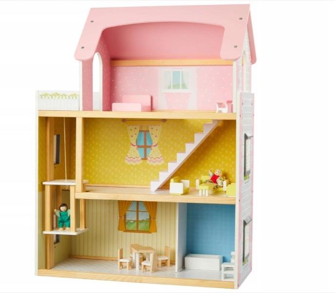 Kidland Drewniany Domek Dla Lalek + 2 Lalki + Meble + Win - Ceny i ...