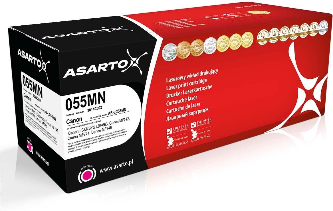 ASARTO TONER ZAMIENNIK CRG-055 CANON I-SENSYS LBP663CDW/664CX MF742 ...