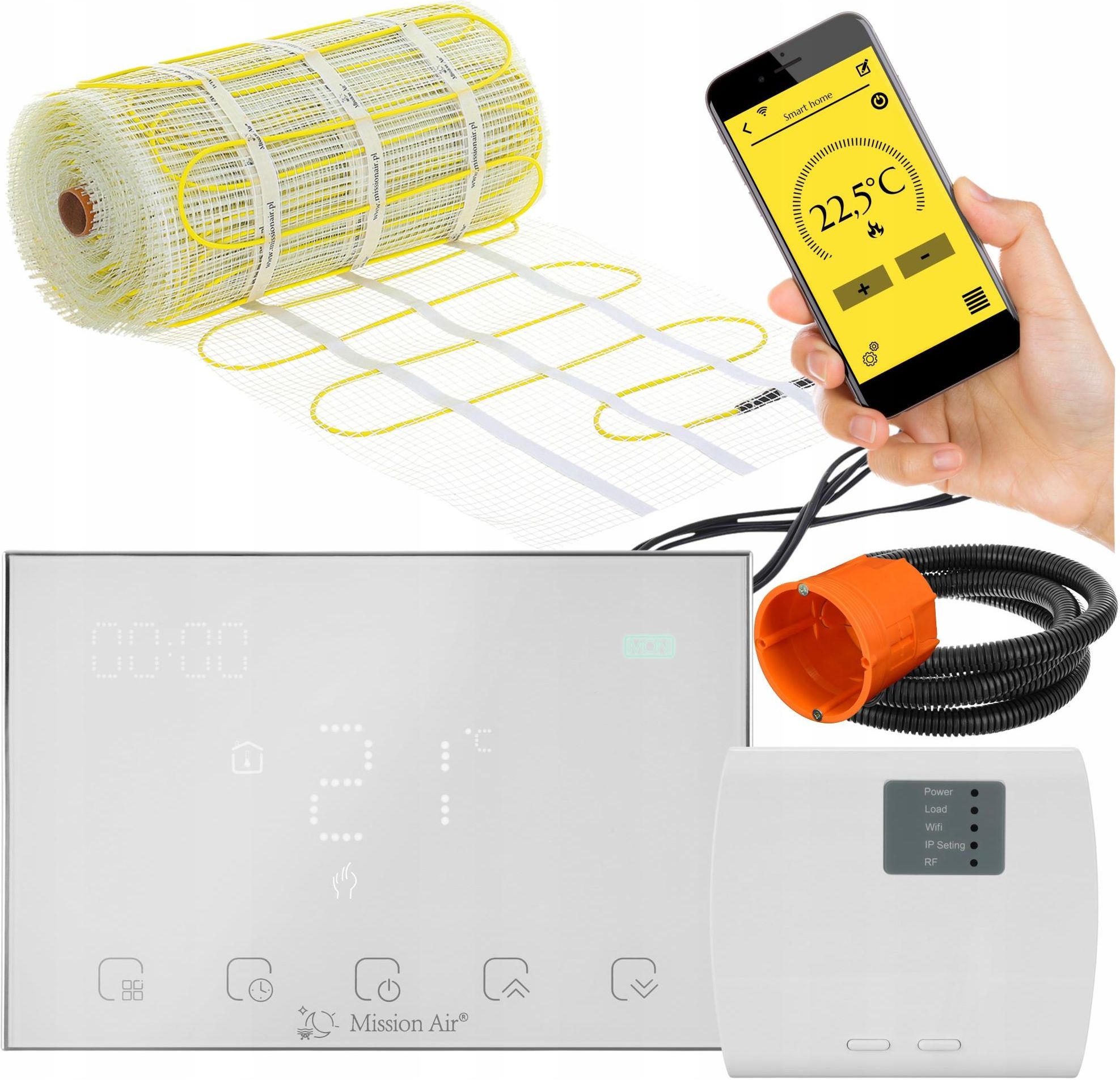 Ogrzewanie podłogowe Mission Air Zestaw Mata Grzewcza Pod Płytki Ma-160WxM² 4,5M² ...