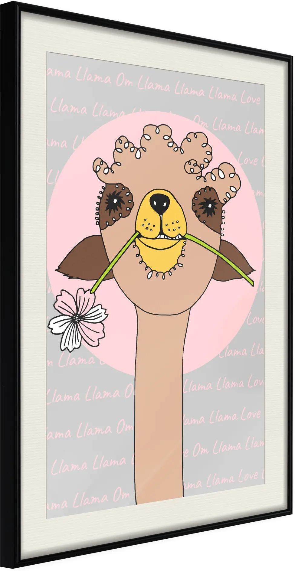 Plakat - Urocza Lama 40x60 Wykończenie Rama Złota Z Passe-Partout ...