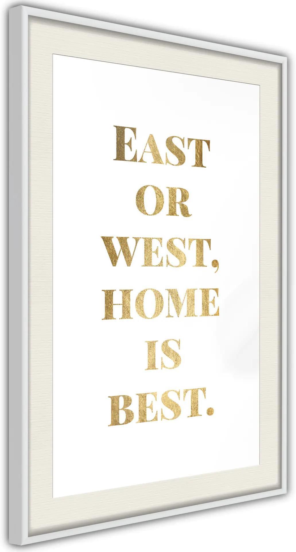 Plakat - Home Is Best Złoty 40x60 Wykończenie Rama Złota Z Passe ...