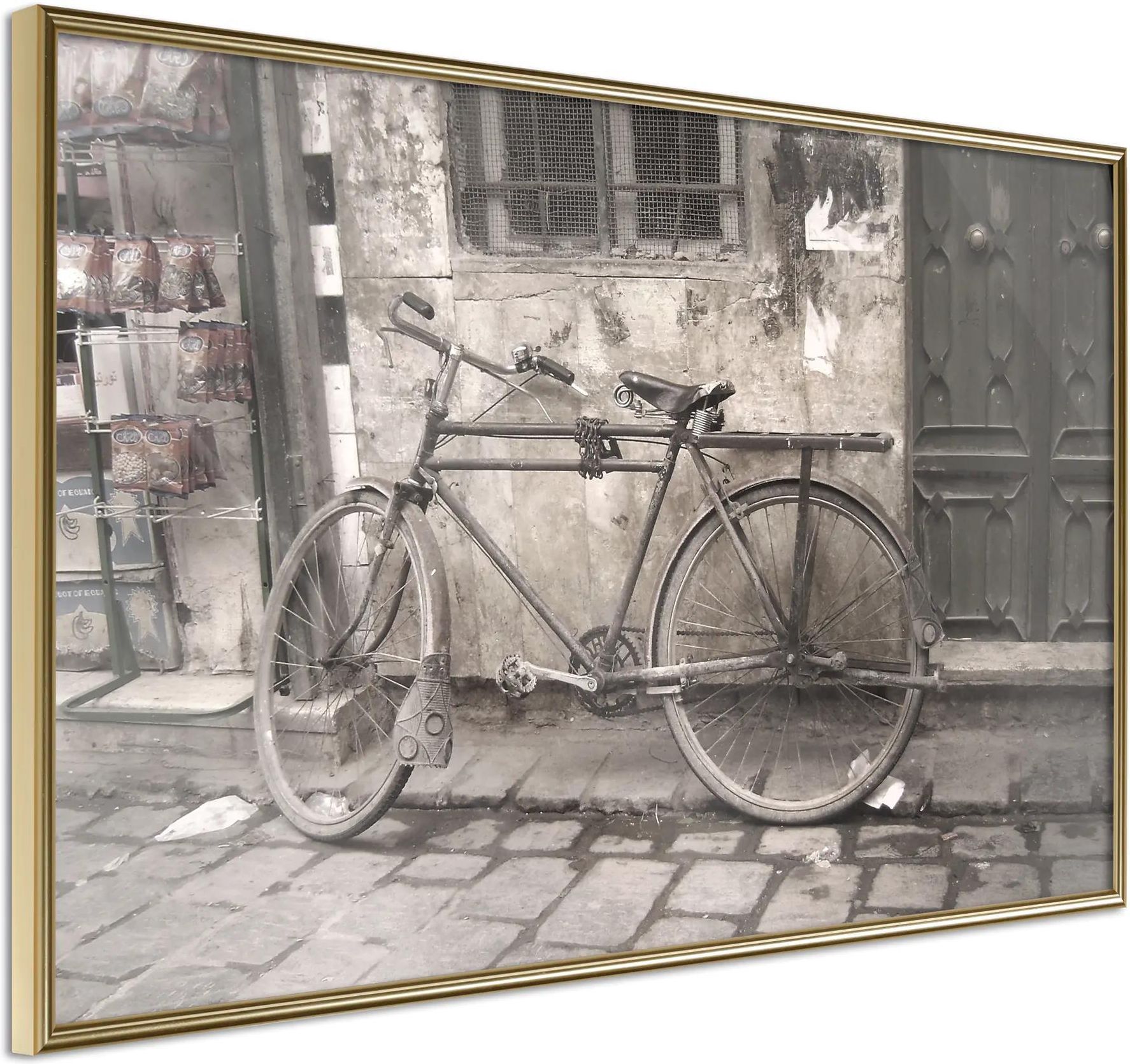 Plakat - Stary Rower 90x60 Wykończenie Rama Złota Z Passe-Partout ...