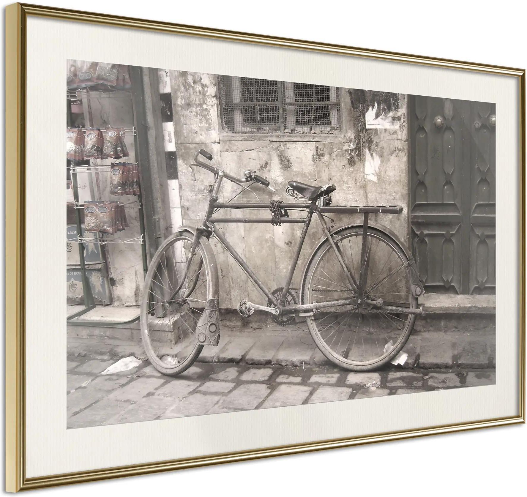 Plakat - Stary Rower 90x60 Wykończenie Rama Złota Z Passe-Partout ...