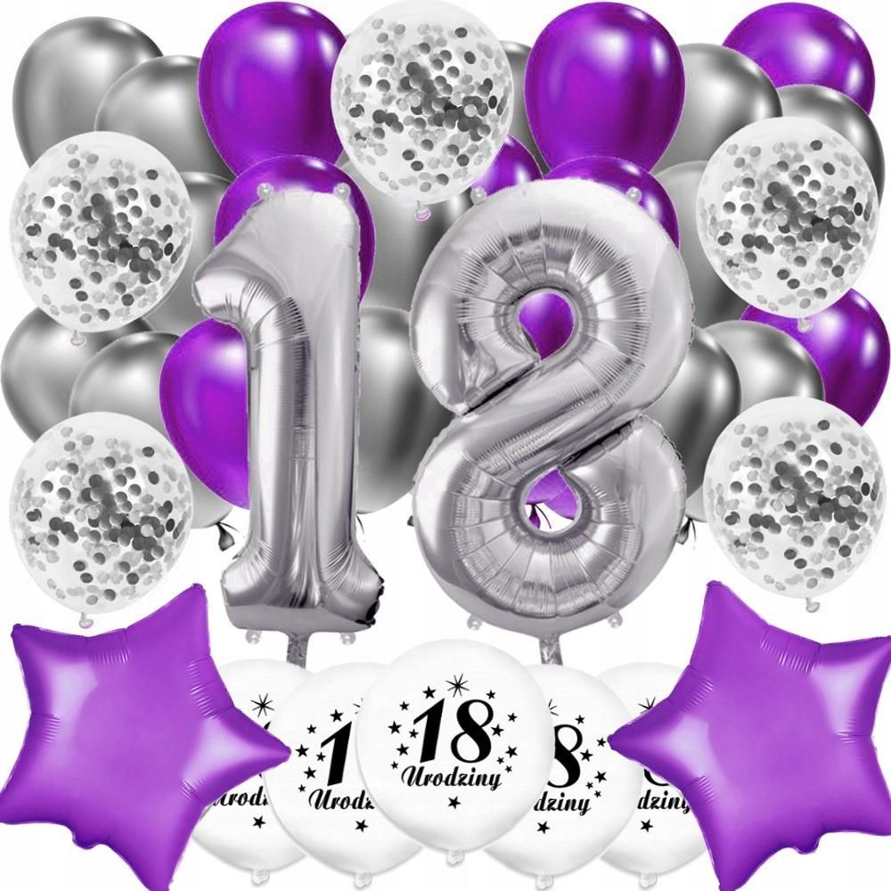Balony Zestaw 18 Urodziny Osiemnastka Cyfra 100cm - Ceny i opinie - Ceneo.pl