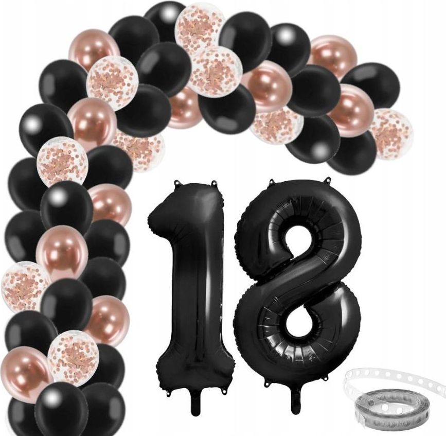 Girlanda Balonowa Czarno Rose Gold 18 Zestaw Balon - Ceny i opinie - Ceneo.pl