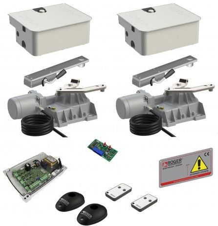 Napęd do bramy Roger Zestaw do bram skrzydłowych o max długościach skrzydeł 3m + 3m do montażu ...