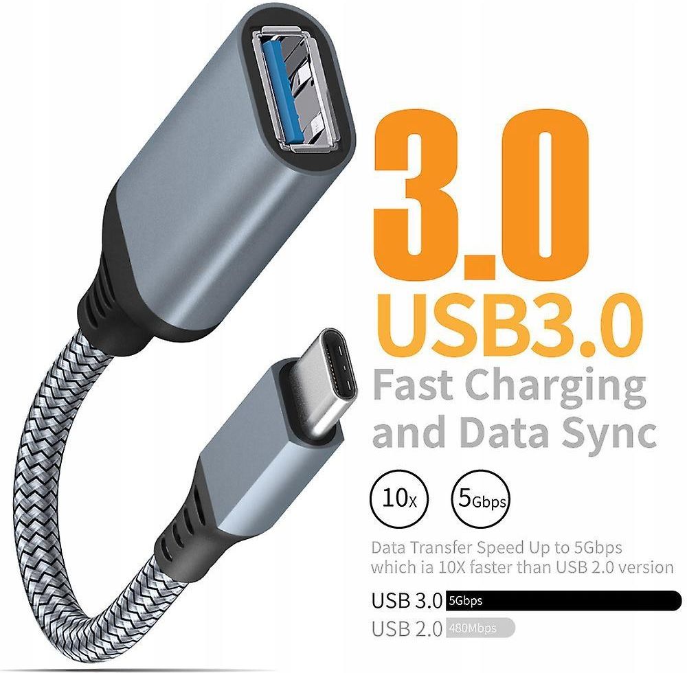 LULEK LULEK OTG CABLE TYPE C MALE TO USB 3.0 A FEMALE, SZARY ...