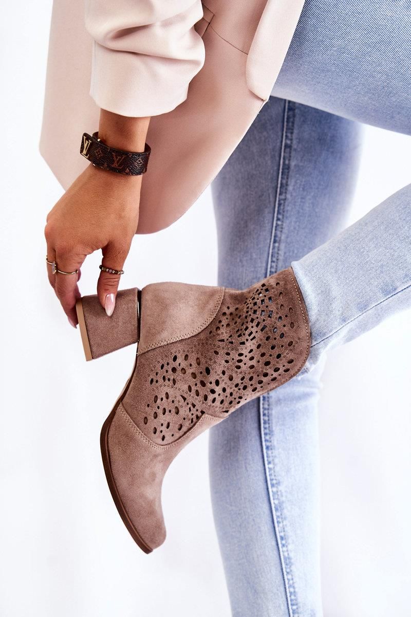Ażurowe Botki Lewski Shoes 3166 Cappucino - Ceny i opinie - Ceneo.pl