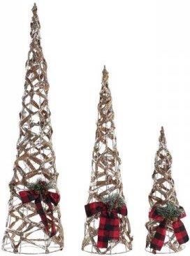 Dkd Home Decor Dekoracja Boże Narodzenie Led Lasso Stożki 3 Części ...