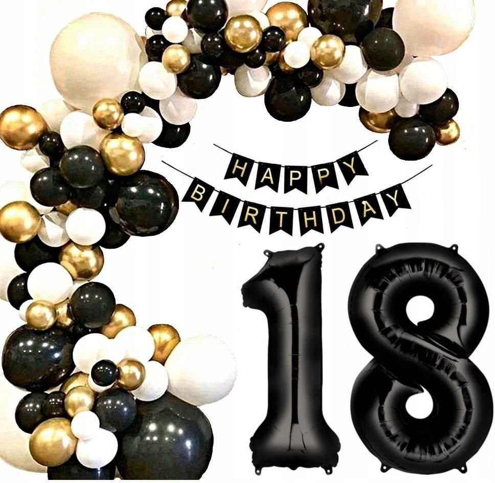 Własna Zestaw Dekoracji 18 Urodziny Balony Czarne Złote - Ceny i opinie - Ceneo.pl