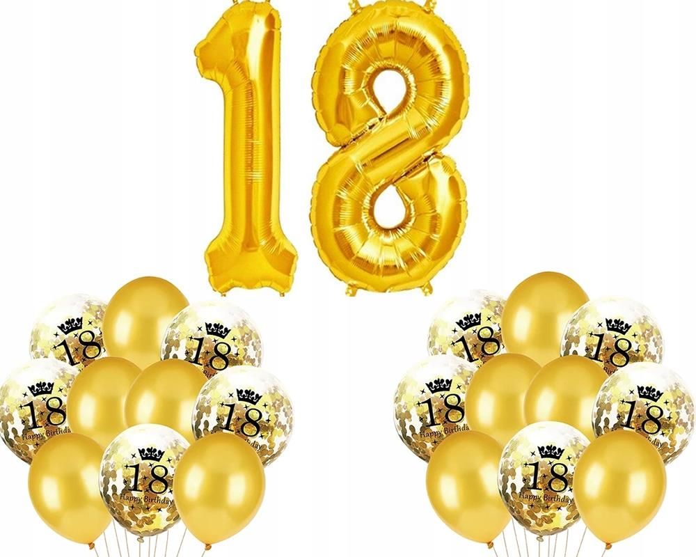 Zestaw Dekoracji Balony 18 Urodziny Złoty - Ceny i opinie - Ceneo.pl