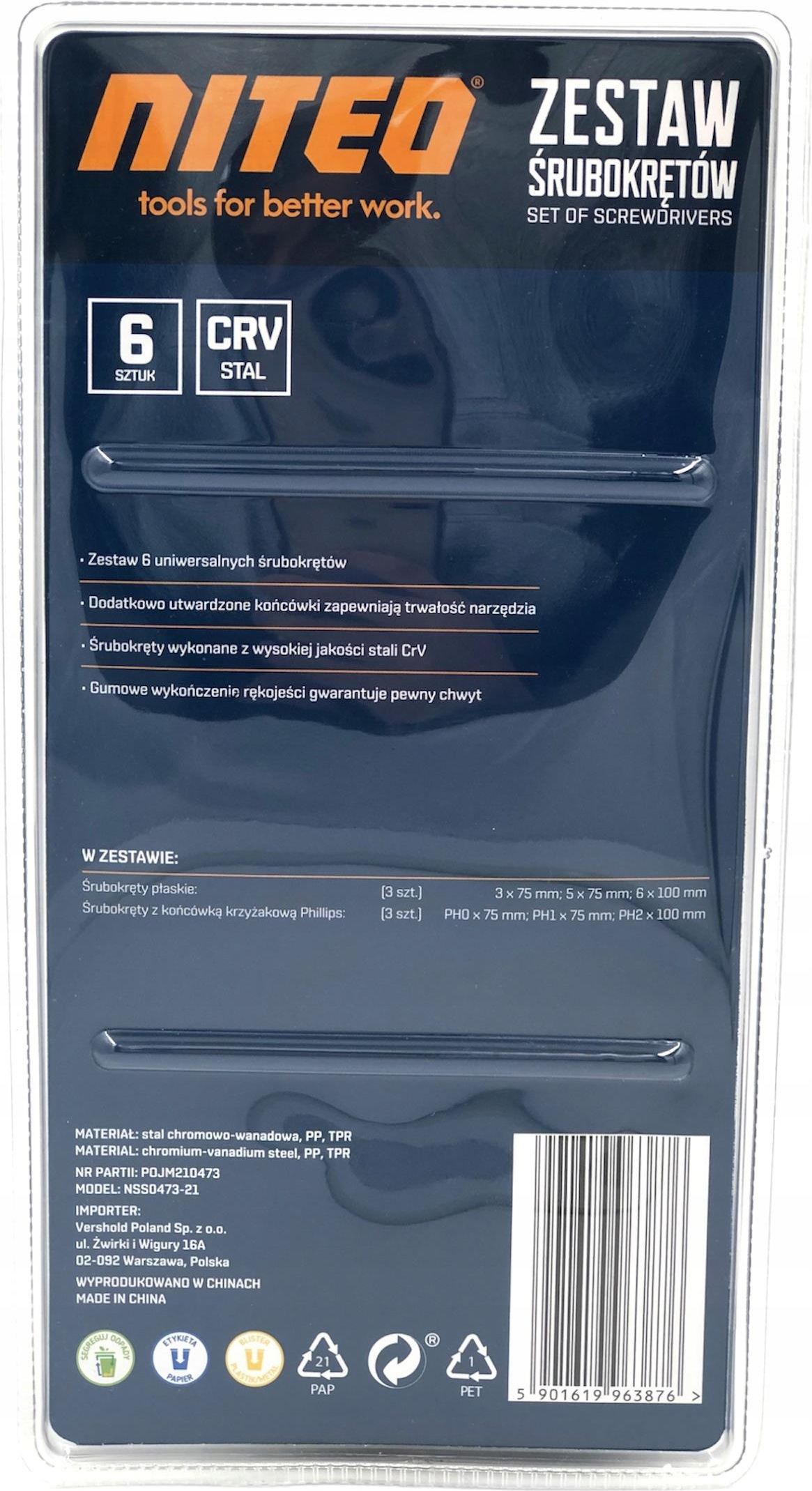 Śrubokręt Niteotools Zestaw Śrubokrętów Niteo Tools 6 SS004419 - Opinie i ceny na Ceneo.pl