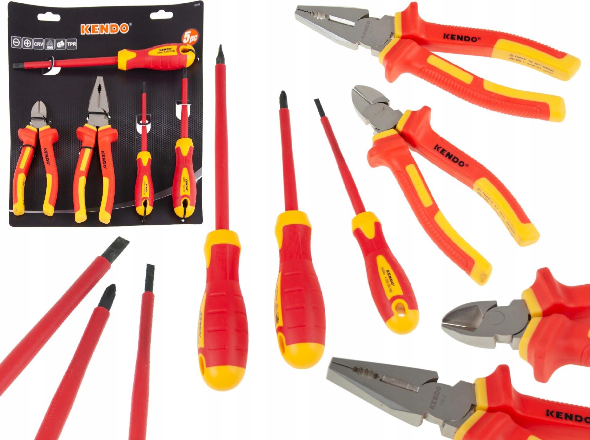 Śrubokręt Kendo Zestaw Wkrętaki Szczypce Elektryczne Izolowane 5El ...