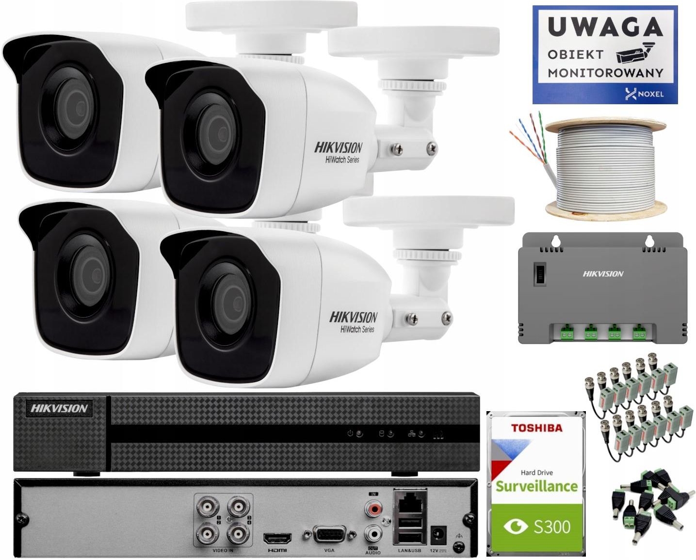 Zestaw do monitoringu HIKVISION MONITORING 4 KAMERY 4MP ZEWNĘTRZNE TVI ...