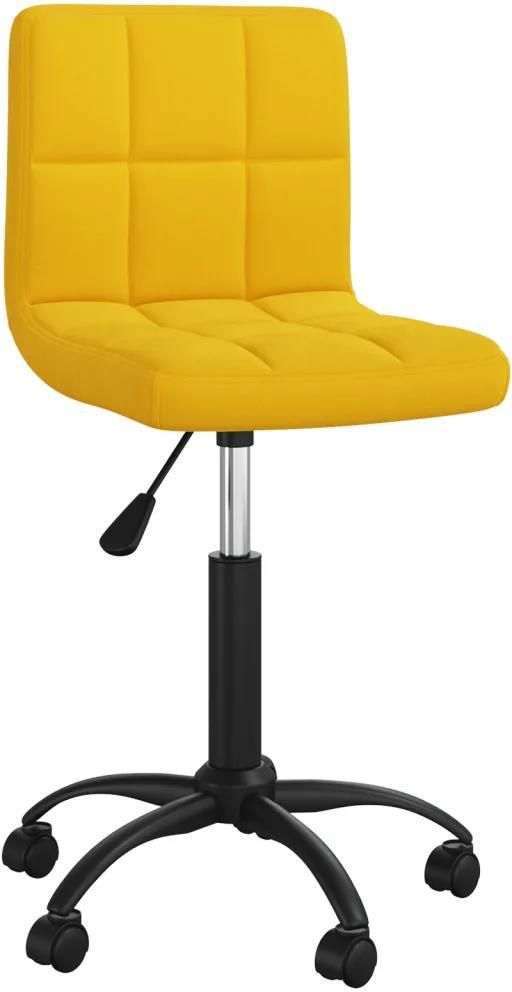Vidaxl Obrotowe Krzesło Biurowe Musztardowe Tapicerowane Aksamitem ...