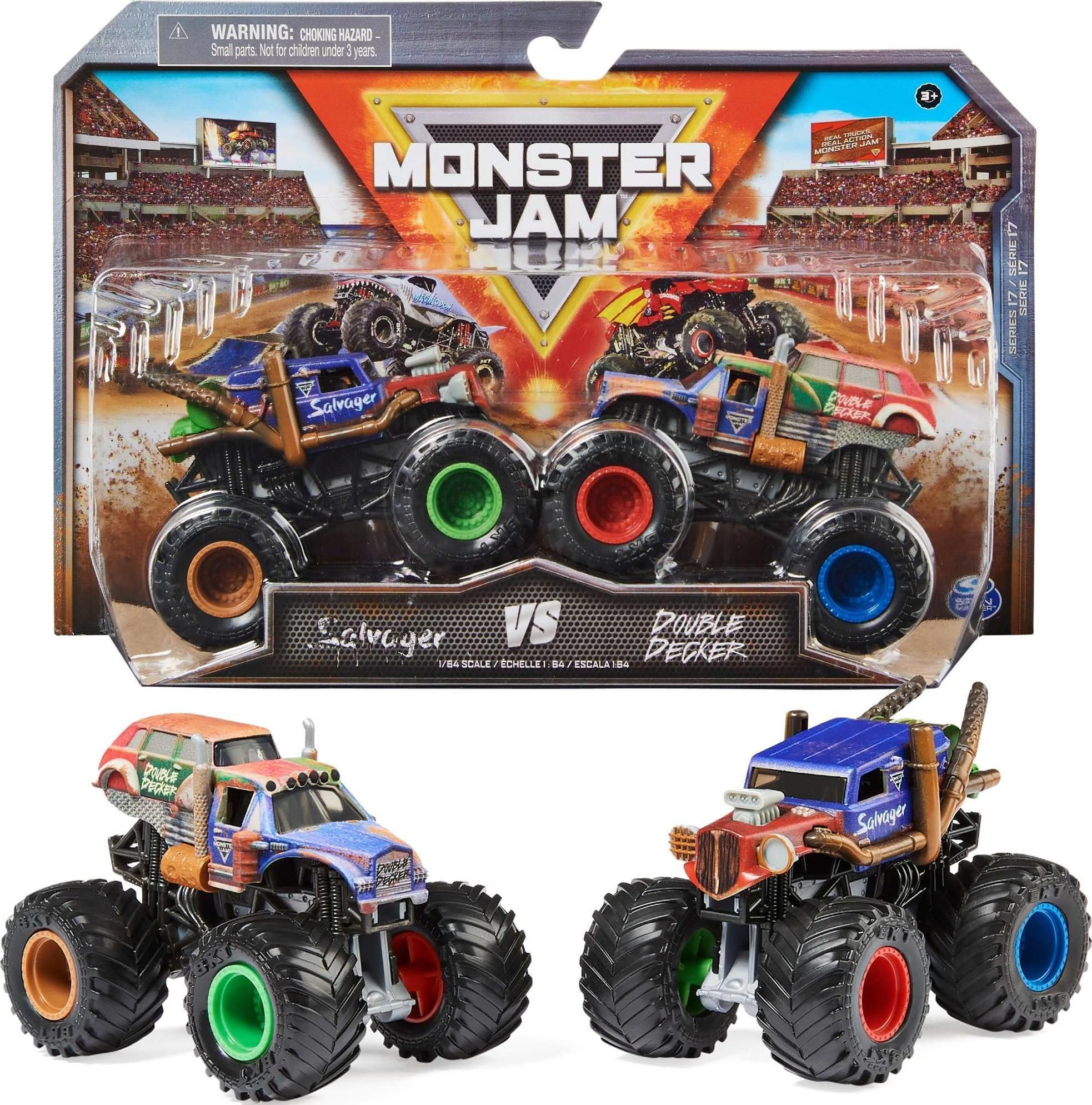 Spin Master Monster Jam 2 ciężarówki zestaw Salvager i Double Decker ...