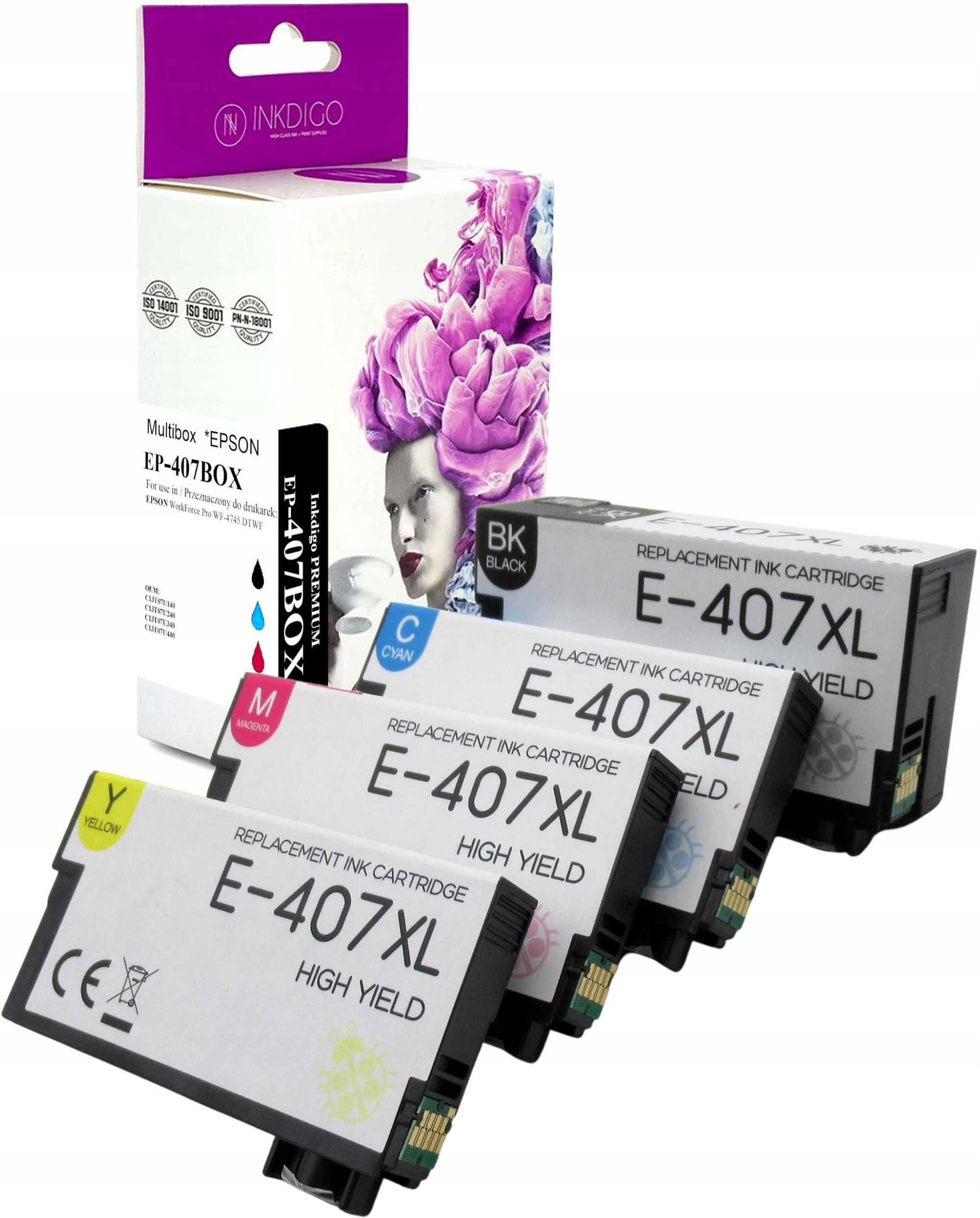 Tusz INKDIGO 4X TUSZ DO EPSON WORKFORCE PRO WF-4745 DTWF 407 XL do ...