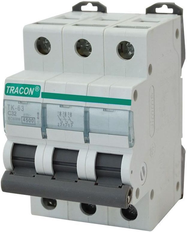 Bezpiecznik Tracon Electric Wyłącznik Nadprądowy 4,5Ka 63A 3P B MB3B63 ...