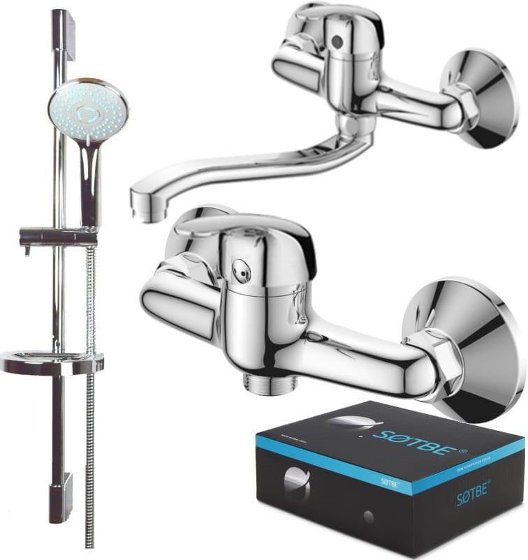 Bateria SOTBE ATRAN Bateria prysznicowa+umywalkowa ścienna+drążek 80cm ...