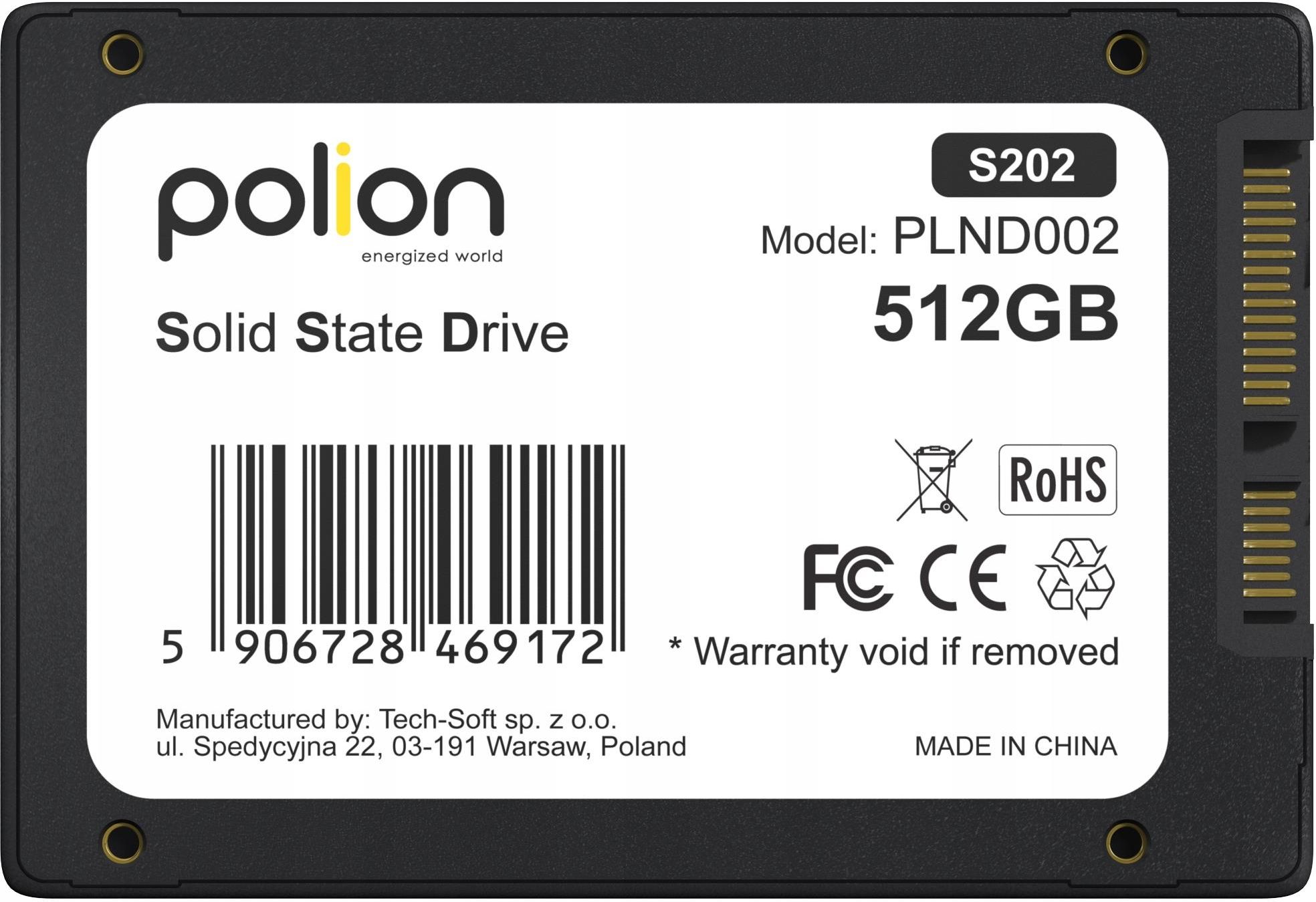 Dysk SSD Polion SSD 512GB 2,5 SATA3 (PLND002) - Opinie i ceny na Ceneo.pl