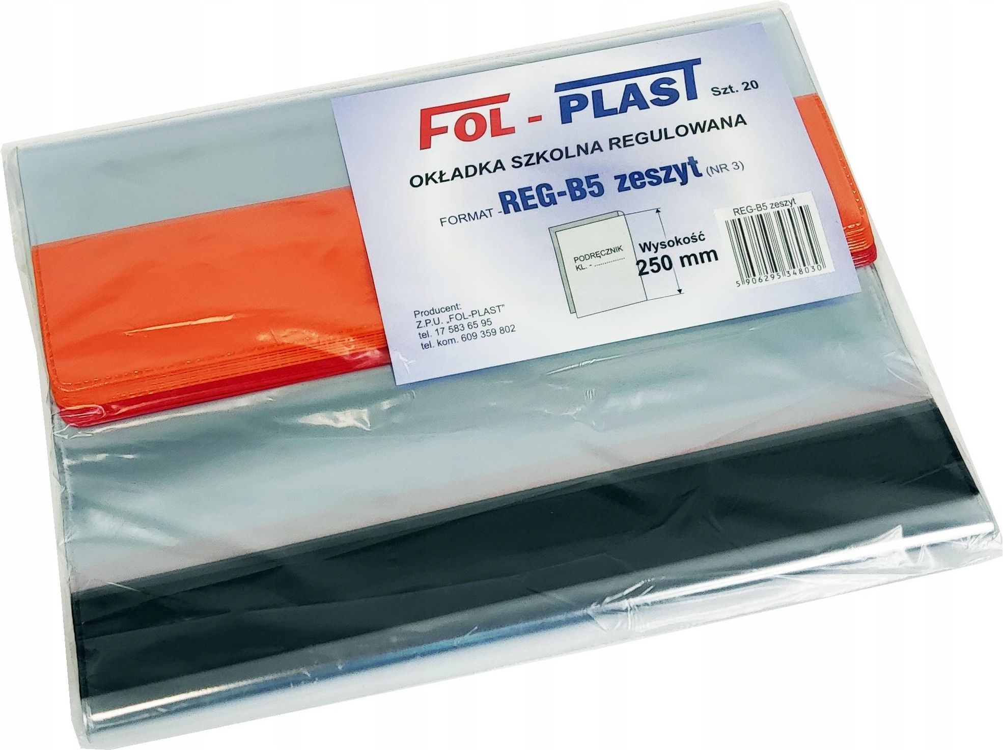 Fol-Plast Fol Plast Okładka Szkolna Regulowana Nr3 B5 250Mm 20Szt. Mix ...