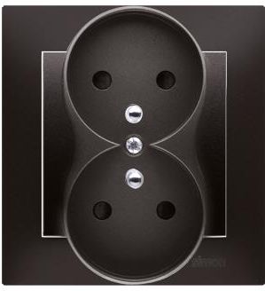 Gniazdo elektryczne Kontakt-Simon Gniazdo Podwójne Z Uziemieniem Ramką Czarne Simon 54 DGZ2MZ ...