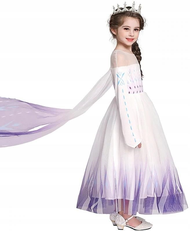Strój Sukienka Elsa Kraina Lodu 2 Biała Frozen 134 - Ceny i opinie ...