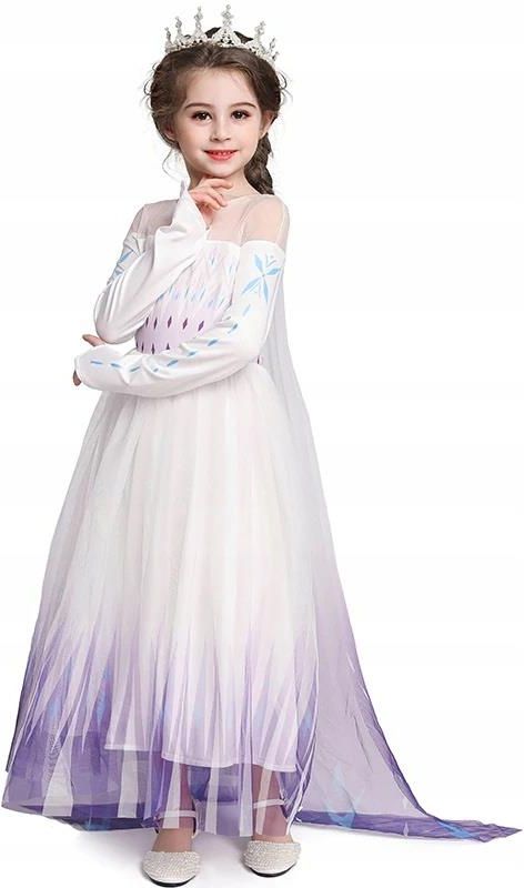 Strój Sukienka Elsa Kraina Lodu 2 Biała Frozen 134 - Ceny i opinie ...